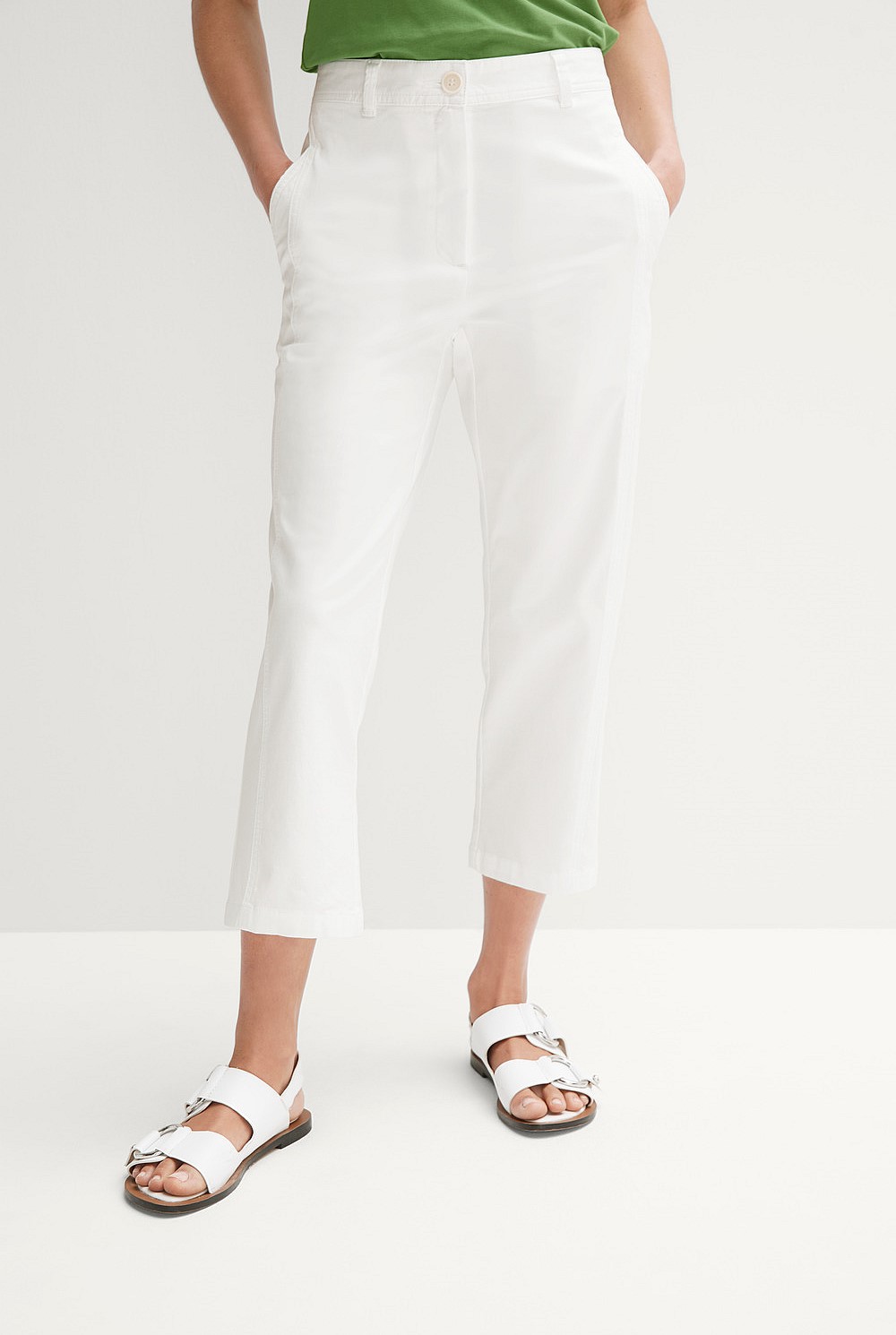 White cotton capri pants store