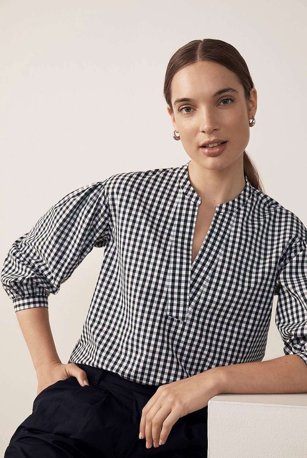 Gingham blouse store